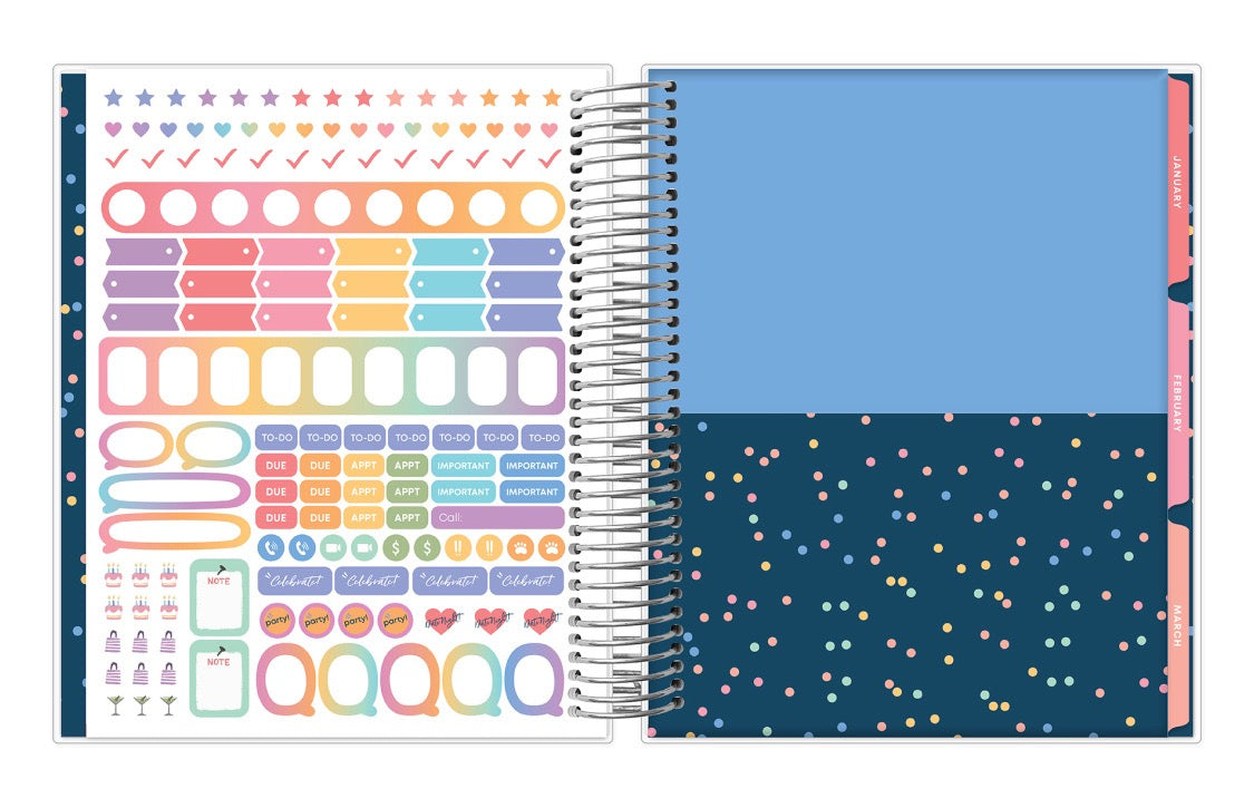 2026 Solid Blue Weekly Monthly 7x9 Livewell Planning Calendar – Blue Sky