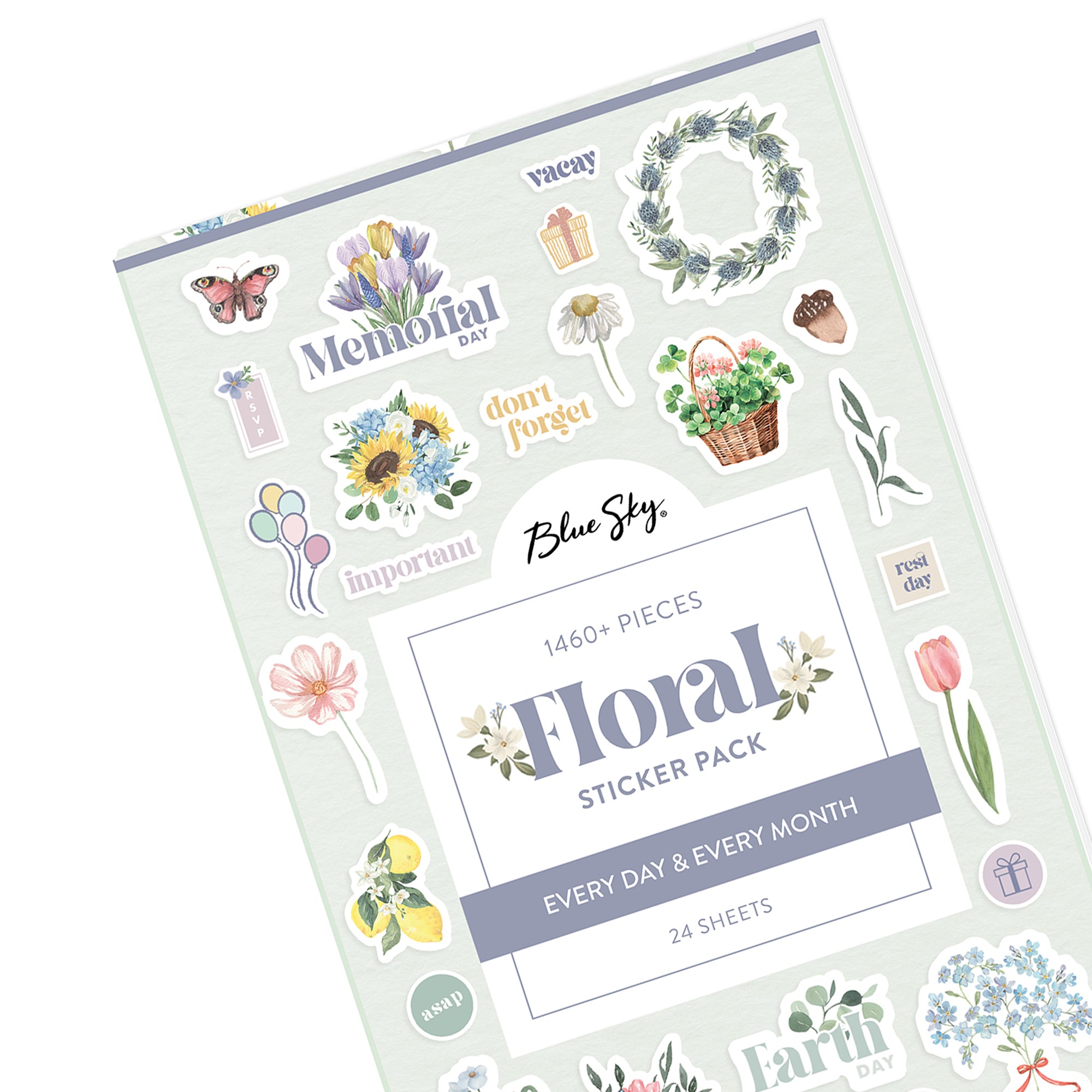 Floral Every Day & Every Month Sticker Book 1460+ Stickers – Blue Sky
