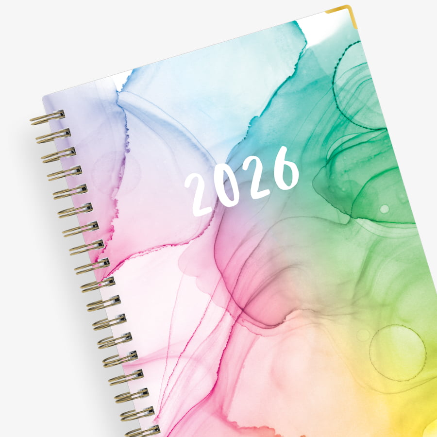 Rainbow Ink 2026 Weekly Monthly 5x8 Planning Calendar – Blue Sky