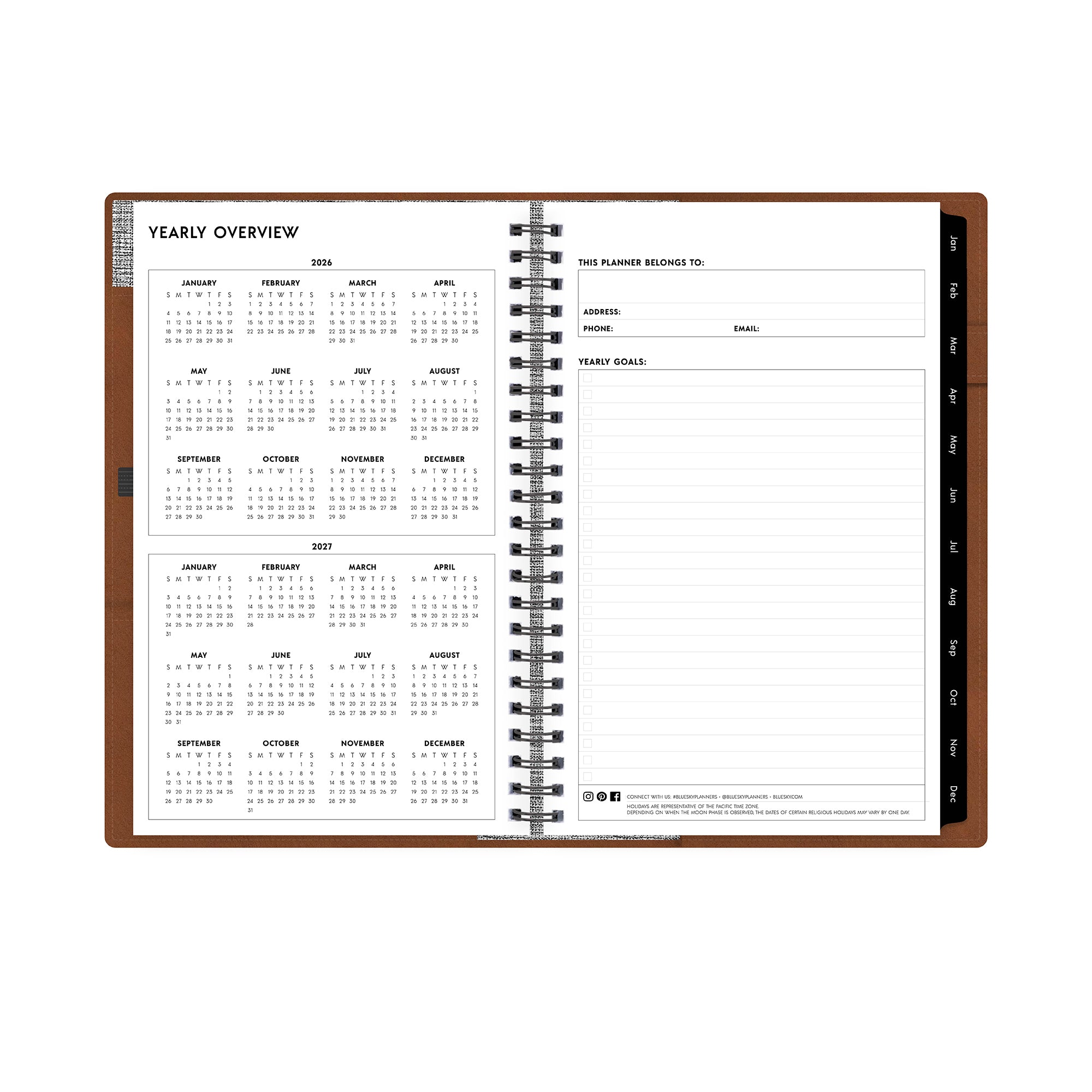 2026 Tan 5x8 ASMBLD Weekly Monthly Planner – Blue Sky